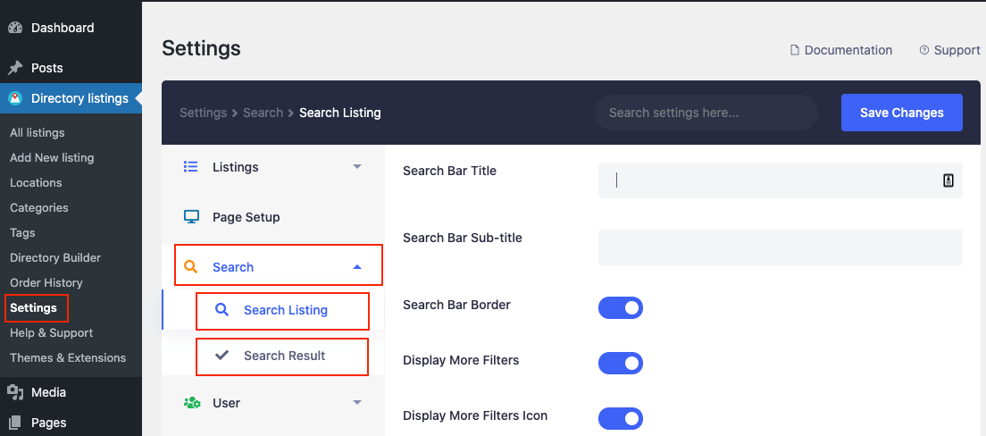 Advanced Filter in Search Listings Form - Docs